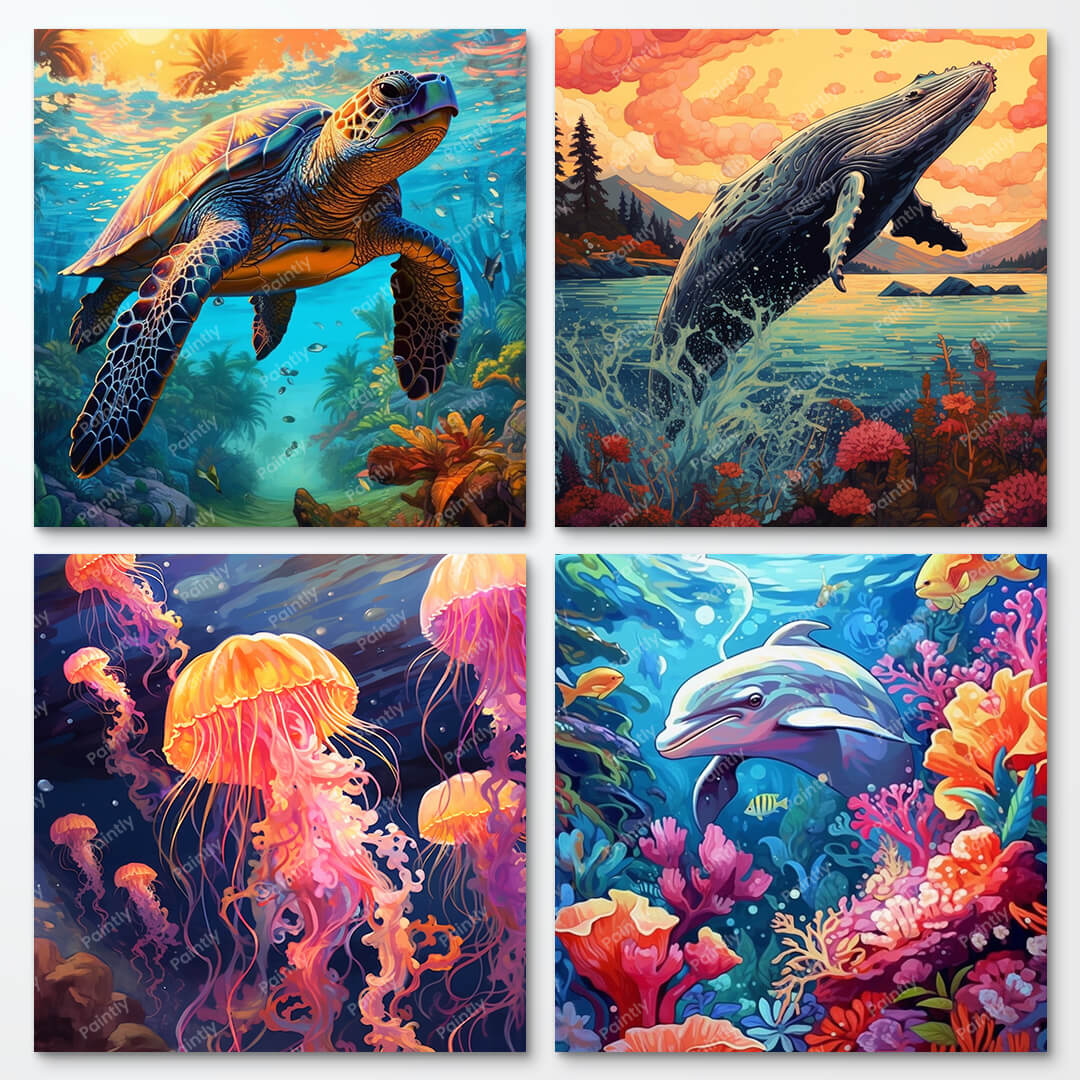 Marine Life Bundle (4 Designs) – Paintly Kits