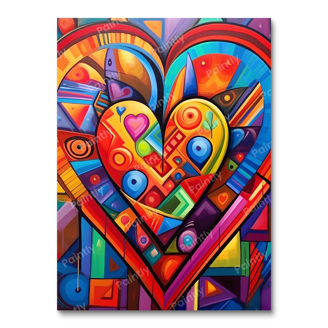 Colorful Cubist Heart (Wall Art) – Paintly Kits