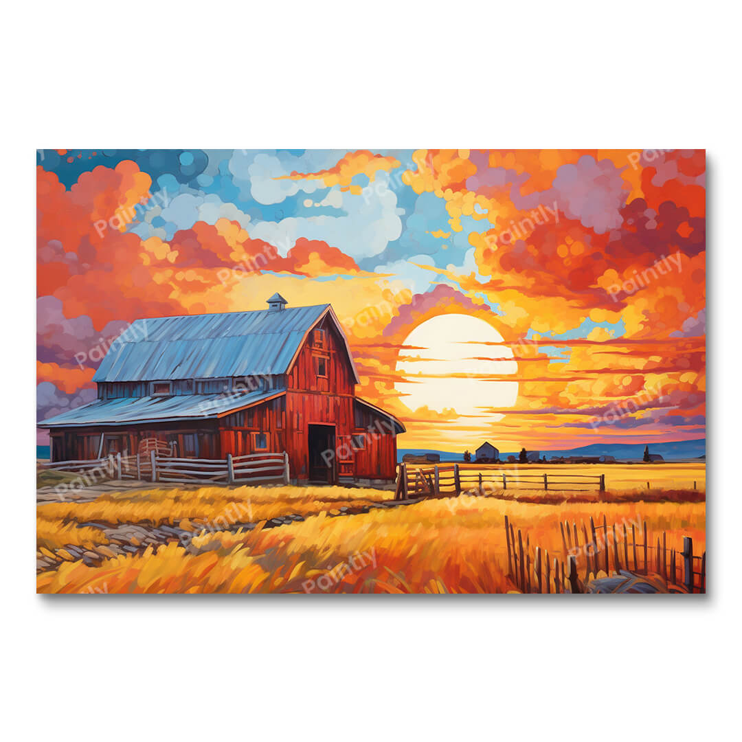 radiant-red-barn-horizon-1-wall-art – Paintly Kits